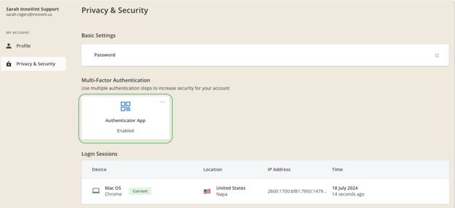 Multi-factor Authentication (MFA) Settings